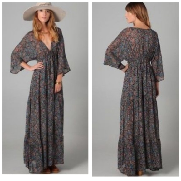 Blue Moon | Dresses | Blue Moon Boho Maxi Dress With Floral Print ...